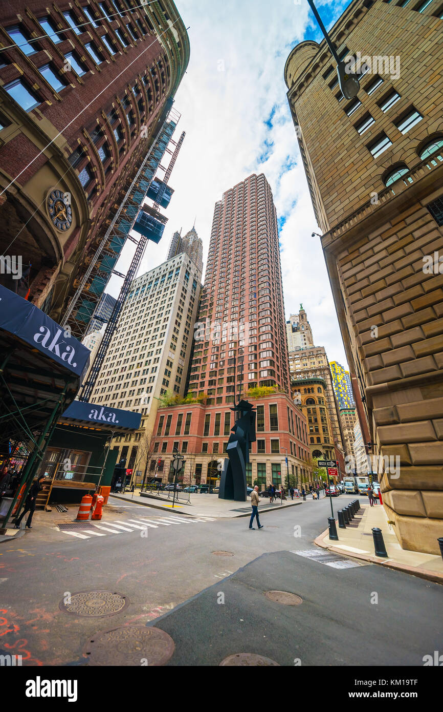 New York, USA - April 24, 2015: Shadows and Flags Sculpture of Louise ...