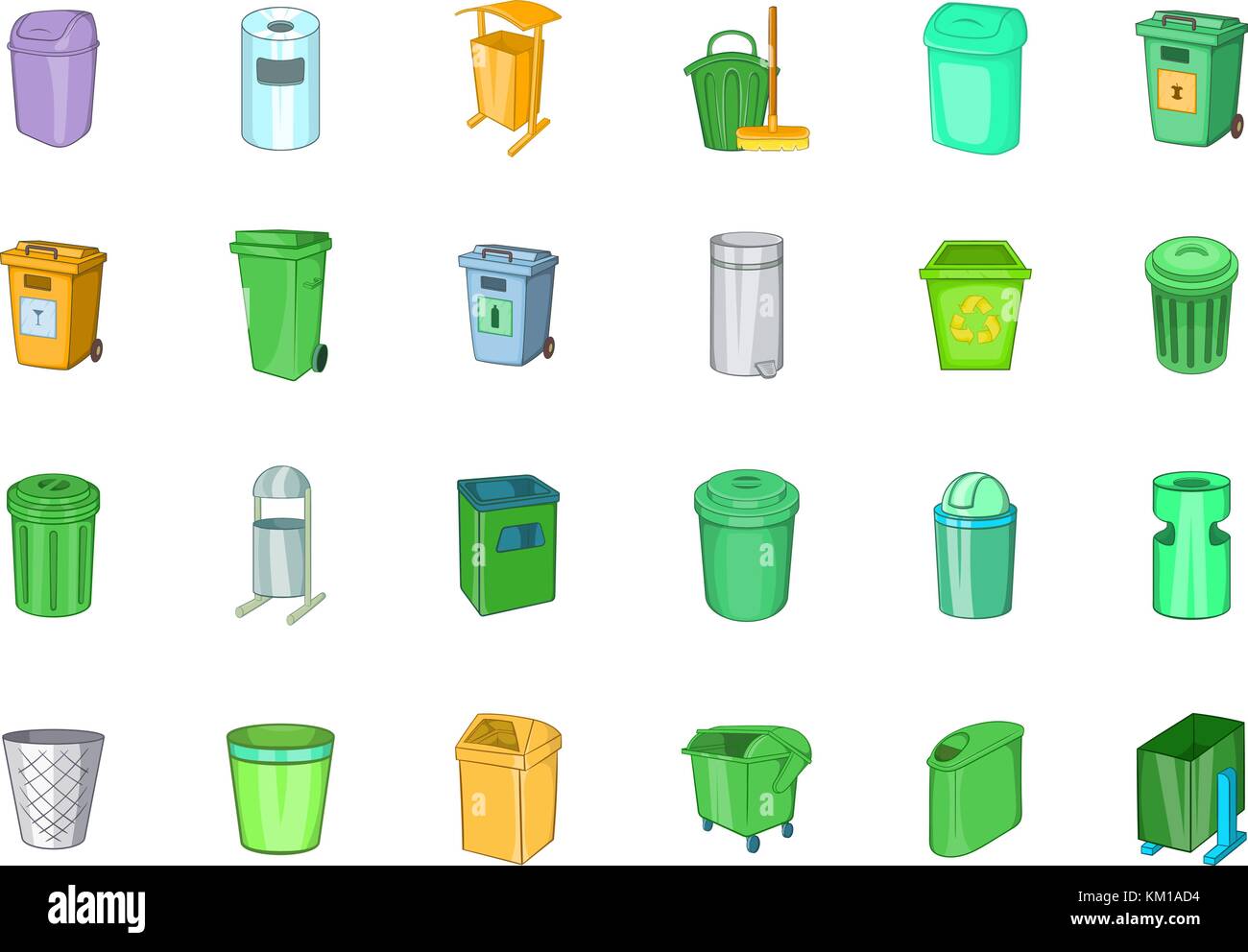 Garbage can icon set, cartoon style Stock Vector Image & Art - Alamy