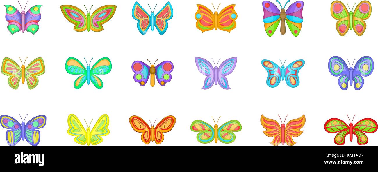 Butterfly icon set, cartoon style Stock Vector Image & Art - Alamy