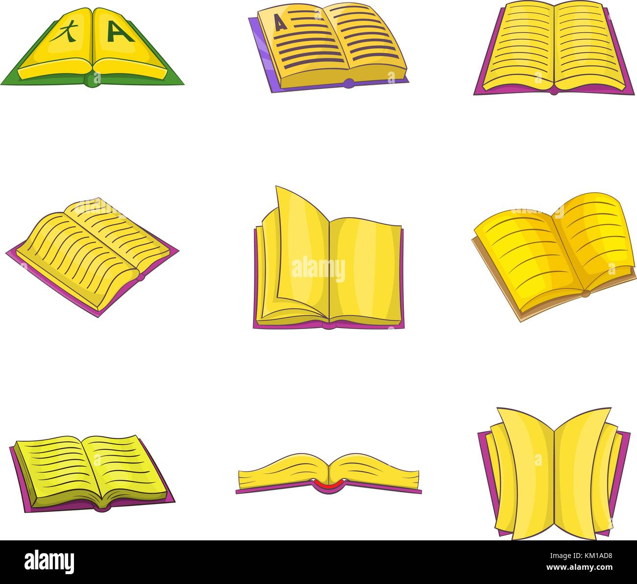 Open book icon set, cartoon style Stock Vector Image & Art - Alamy