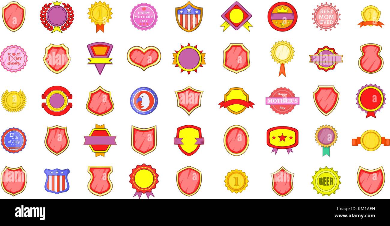 Emblem icon set, cartoon style Stock Vector Image & Art - Alamy