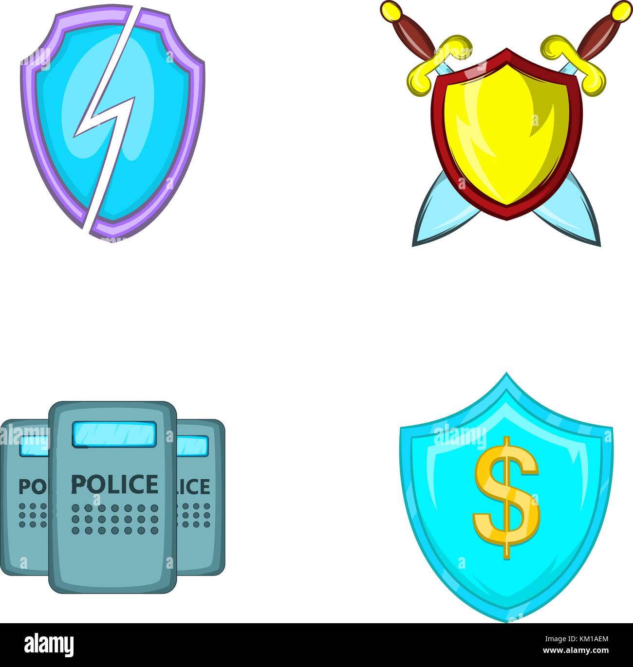 Shield icon set, cartoon style Stock Vector Image & Art - Alamy