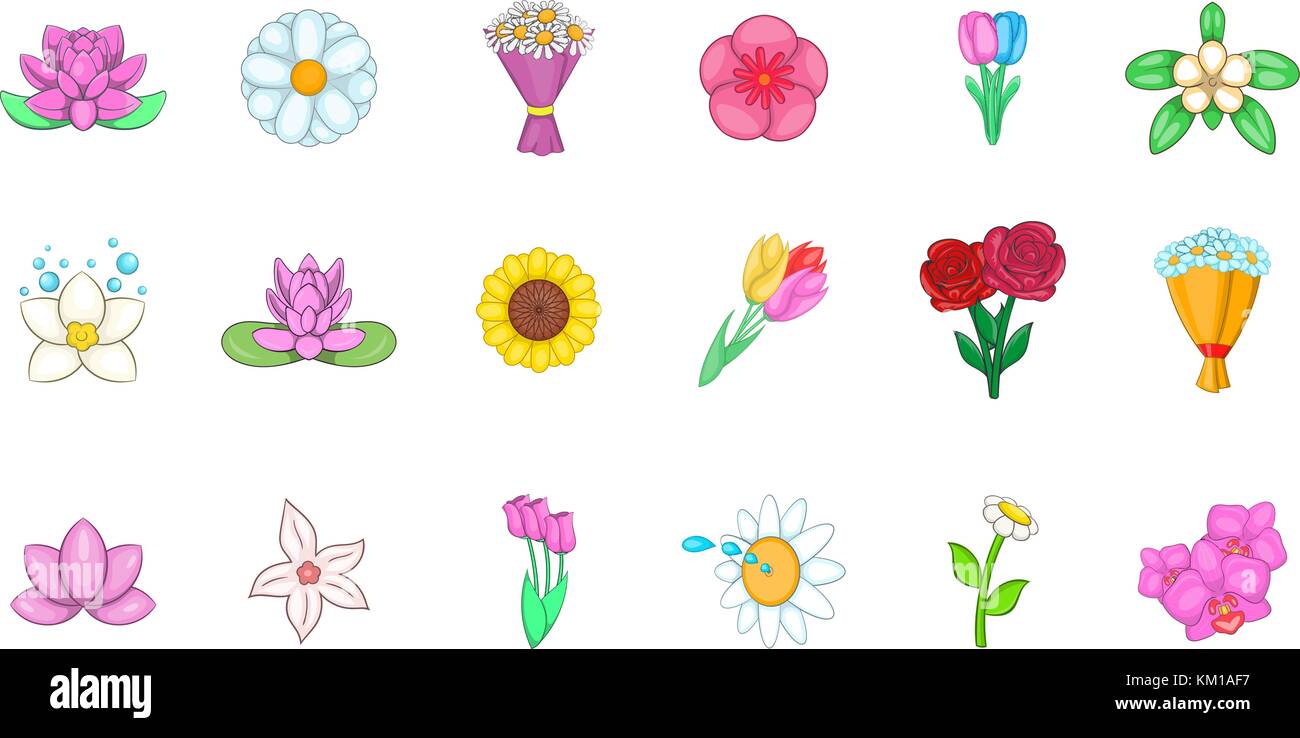 Flower icon set, cartoon style Stock Vector Image & Art - Alamy