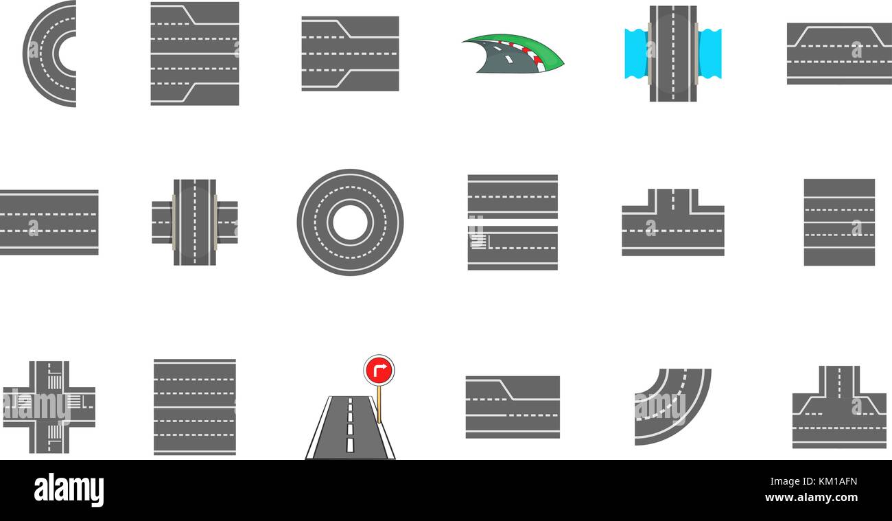 Roads icon set, cartoon style Stock Vector Image & Art - Alamy
