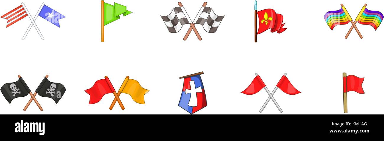 Flag icon set, cartoon style Stock Vector Image & Art - Alamy