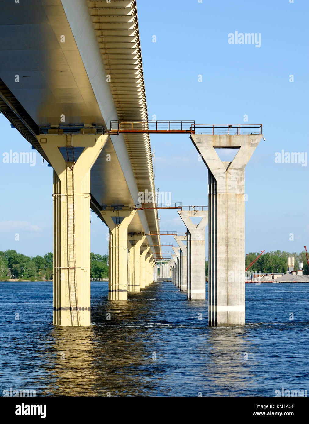 Construction of a new bridge over the river Volga, Russia Stock Photo ...
