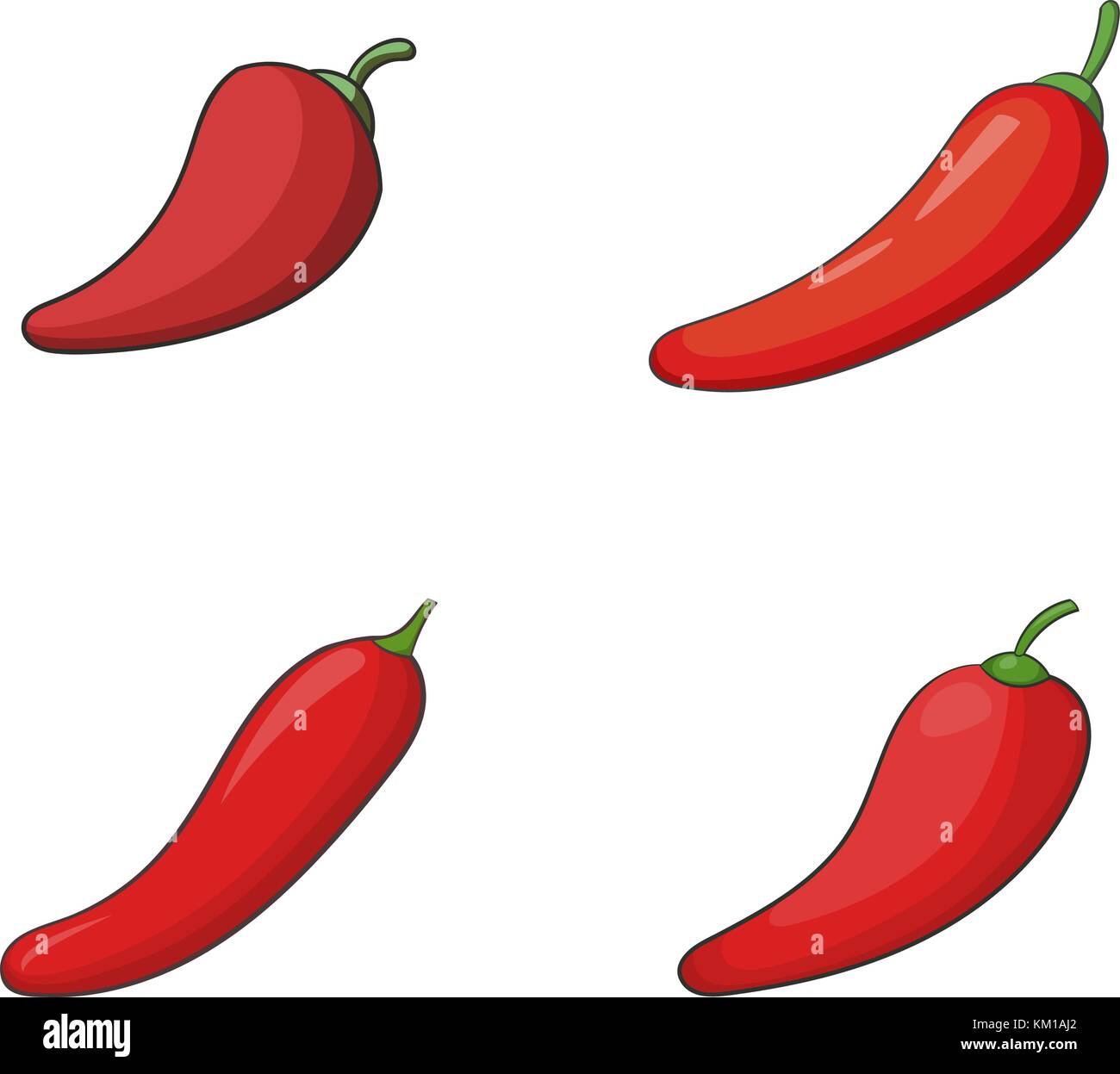 Chilli icon set, cartoon style Stock Vector Image & Art - Alamy