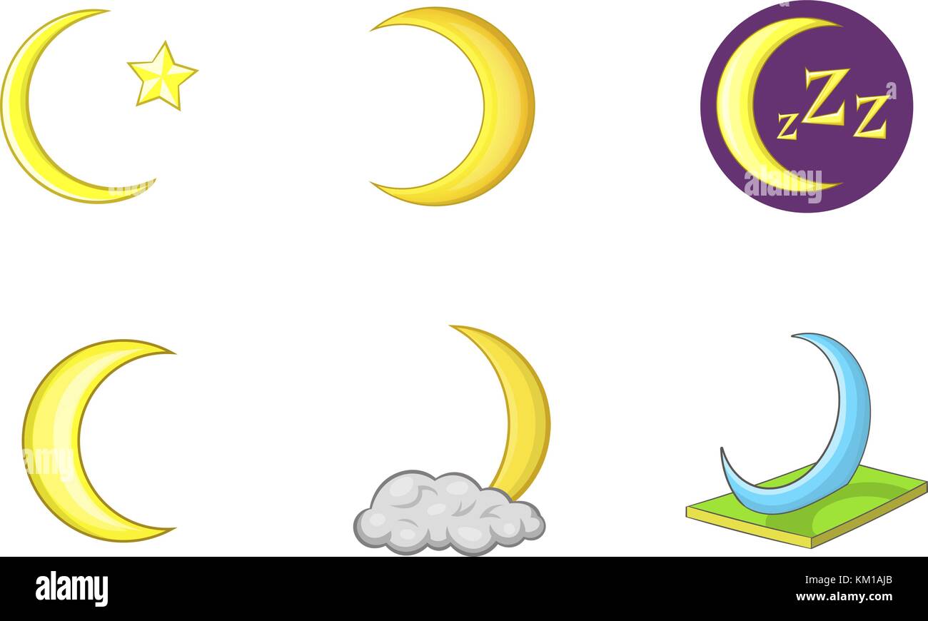 Moon icon set, cartoon style Stock Vector Image & Art - Alamy