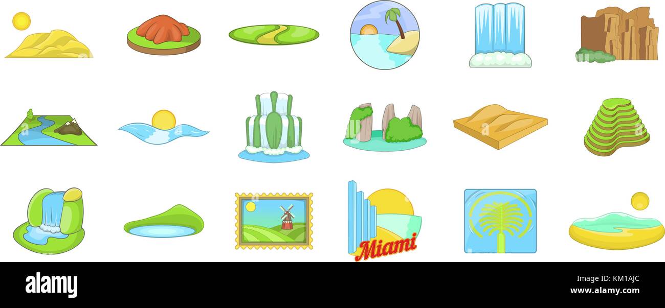 Landscape icon set, cartoon style Stock Vector Image & Art - Alamy