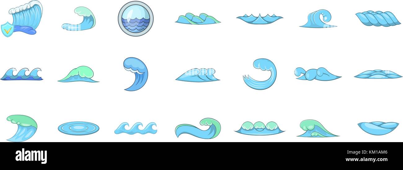 Wave icon set, cartoon style Stock Vector Image & Art - Alamy