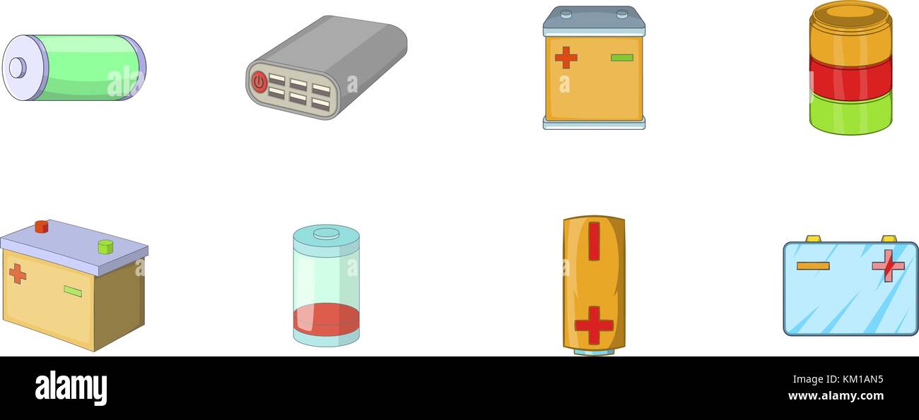 Battery icon set, cartoon style Stock Vector Image & Art - Alamy