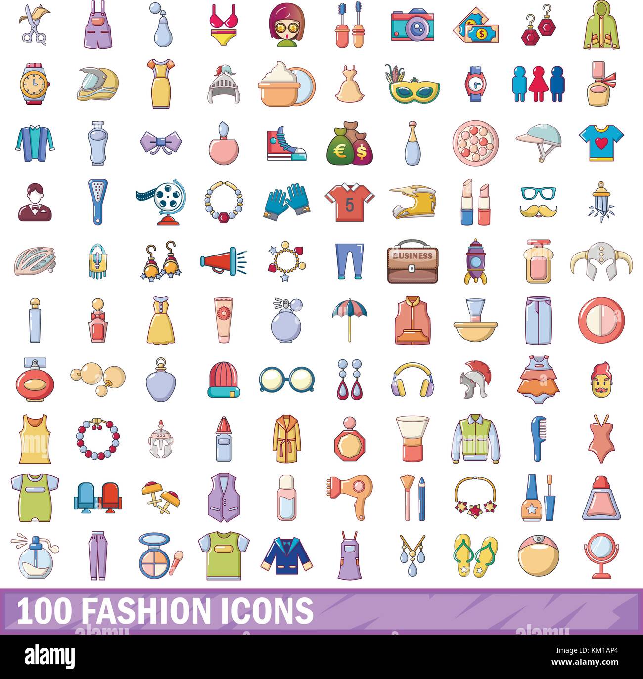 100 fashion icons set, cartoon style Stock Vector Image & Art - Alamy