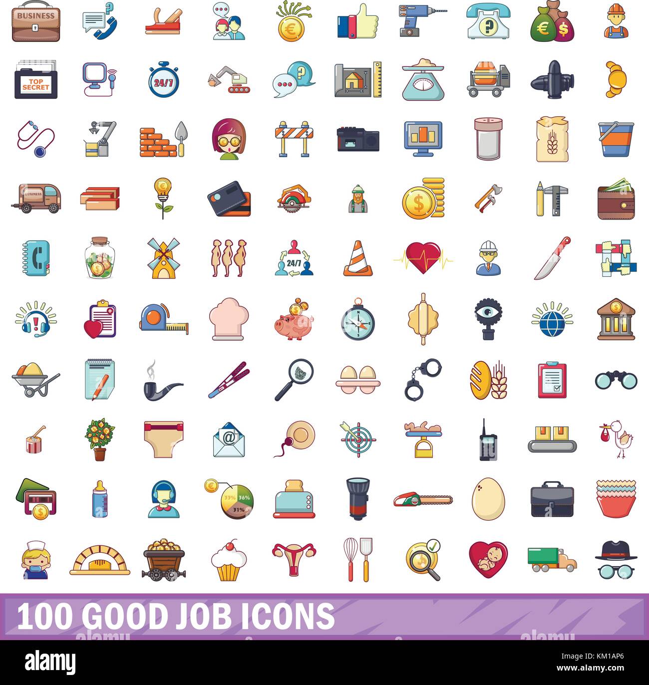 100 good job icons set, cartoon style Stock Vector Image & Art - Alamy