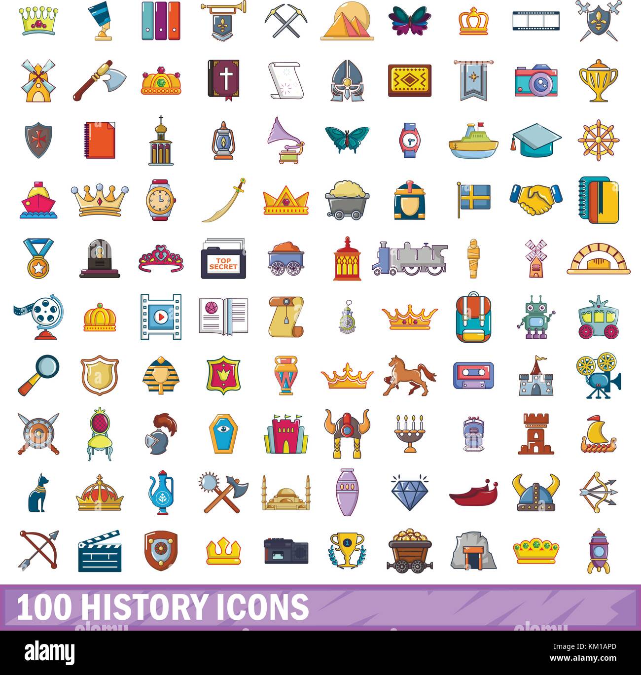 100 history icons set, cartoon style Stock Vector Image & Art - Alamy