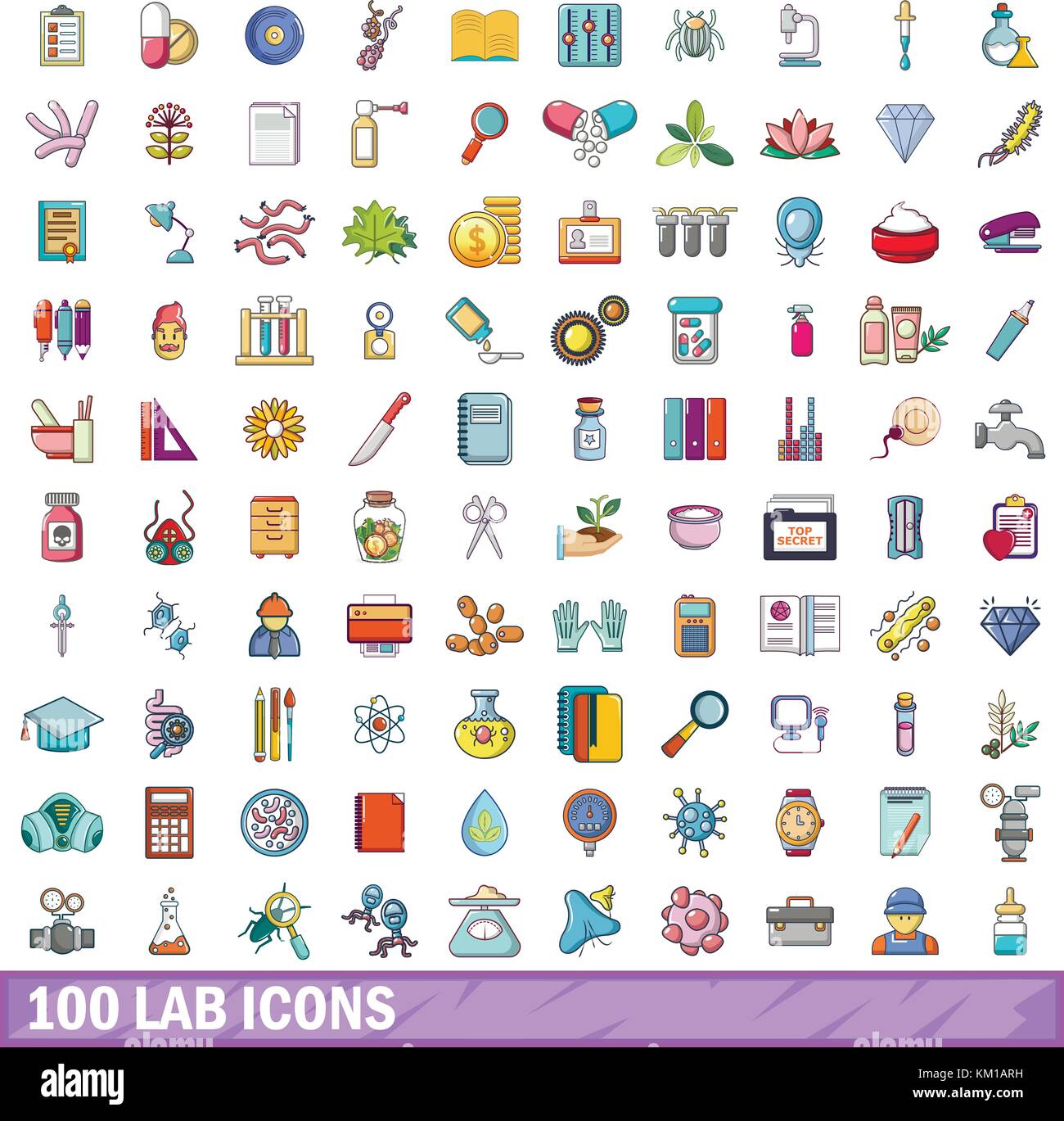 100 lab icons set, cartoon style Stock Vector Image & Art - Alamy