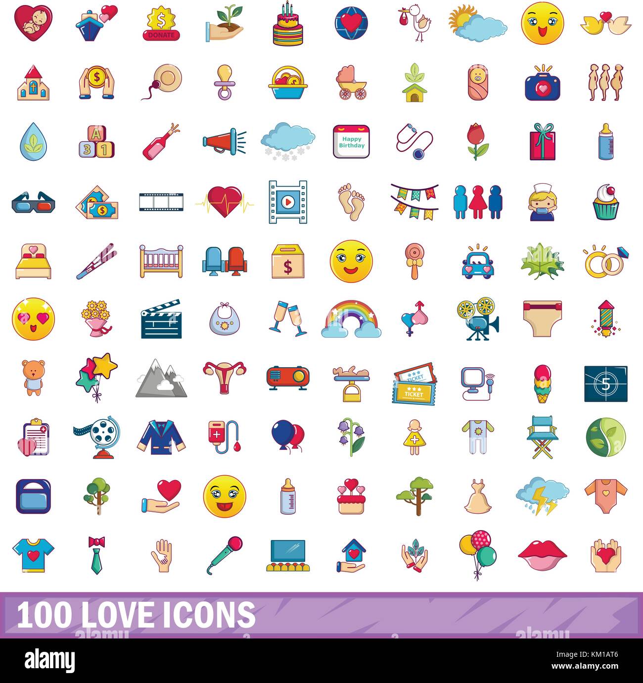 100 love icons set, cartoon style Stock Vector Image & Art - Alamy
