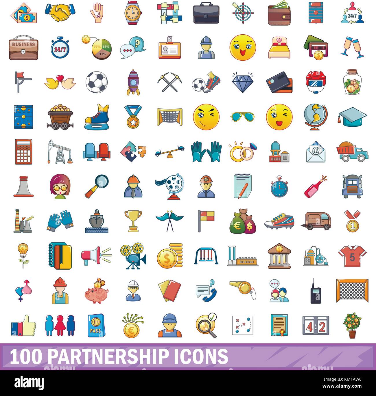 100 partnership icons set, cartoon style Stock Vector Image & Art - Alamy