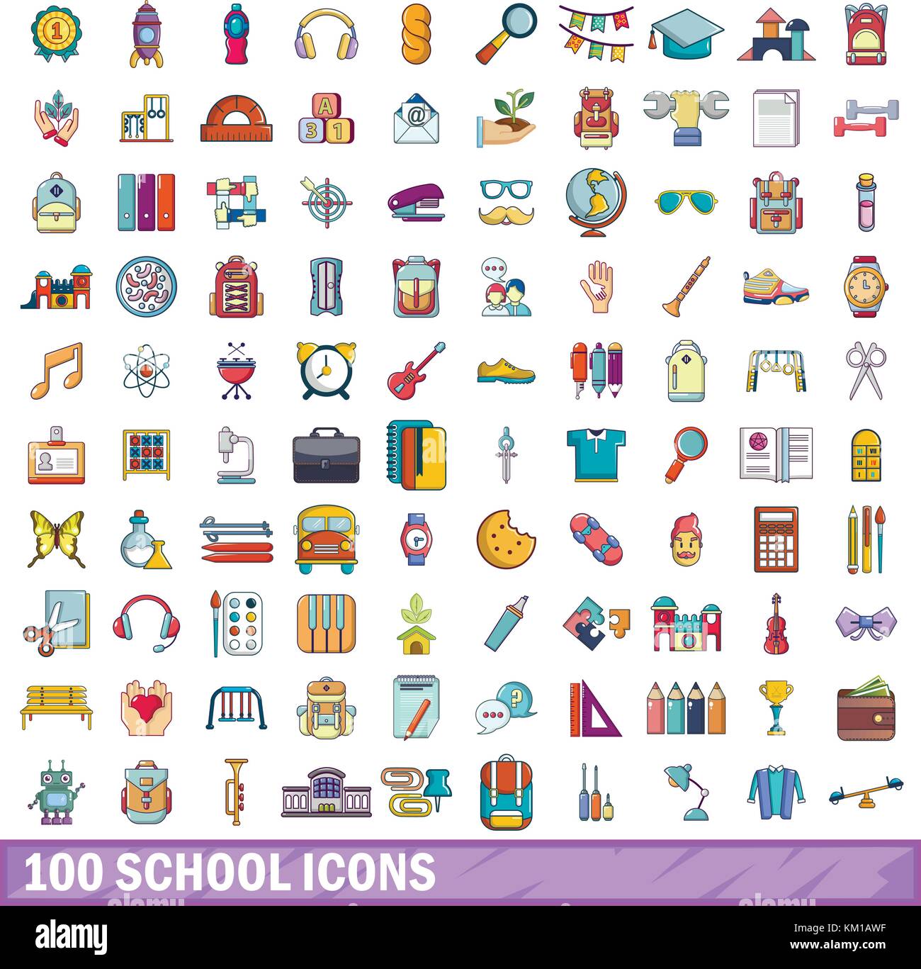 100 school icons set, cartoon style Stock Vector Image & Art - Alamy