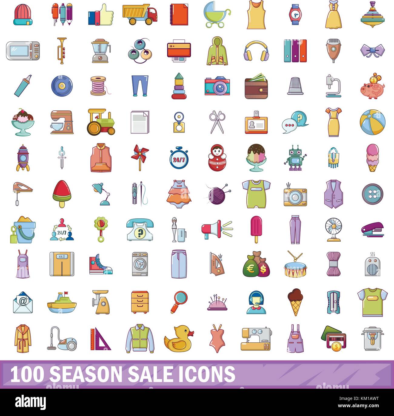 100 season sale icons set, cartoon style Stock Vector Image & Art - Alamy