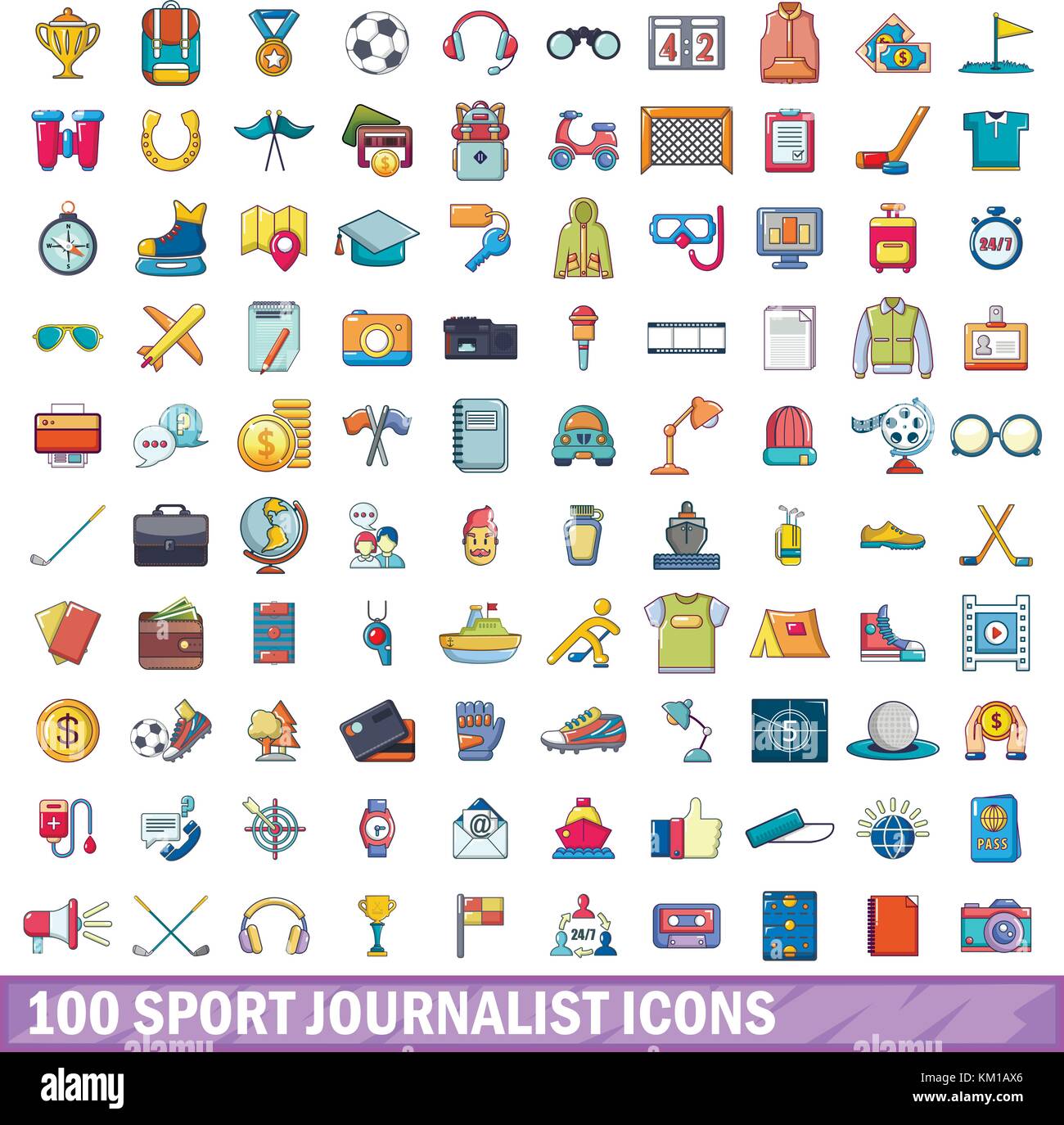 100 sport journalist icons set, cartoon style Stock Vector Image & Art ...
