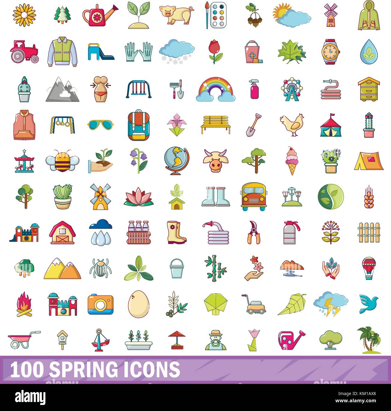 100 spring icons set, cartoon style Stock Vector Image & Art - Alamy