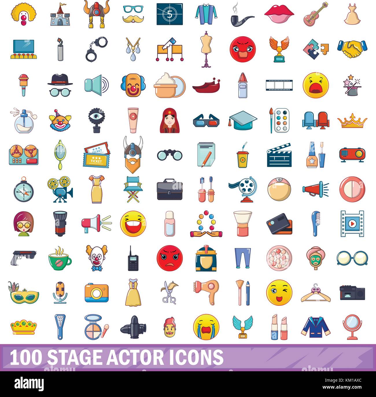 100 stage actor icons set, cartoon style Stock Vector Image & Art - Alamy