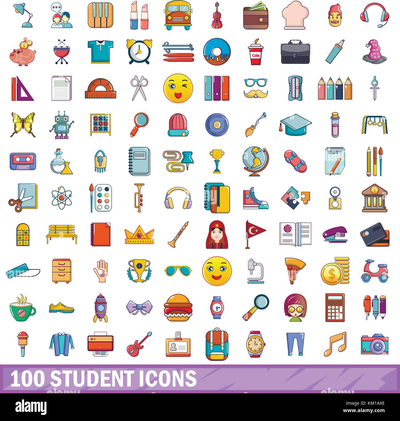 100 student icons set, cartoon style Stock Vector Image & Art - Alamy