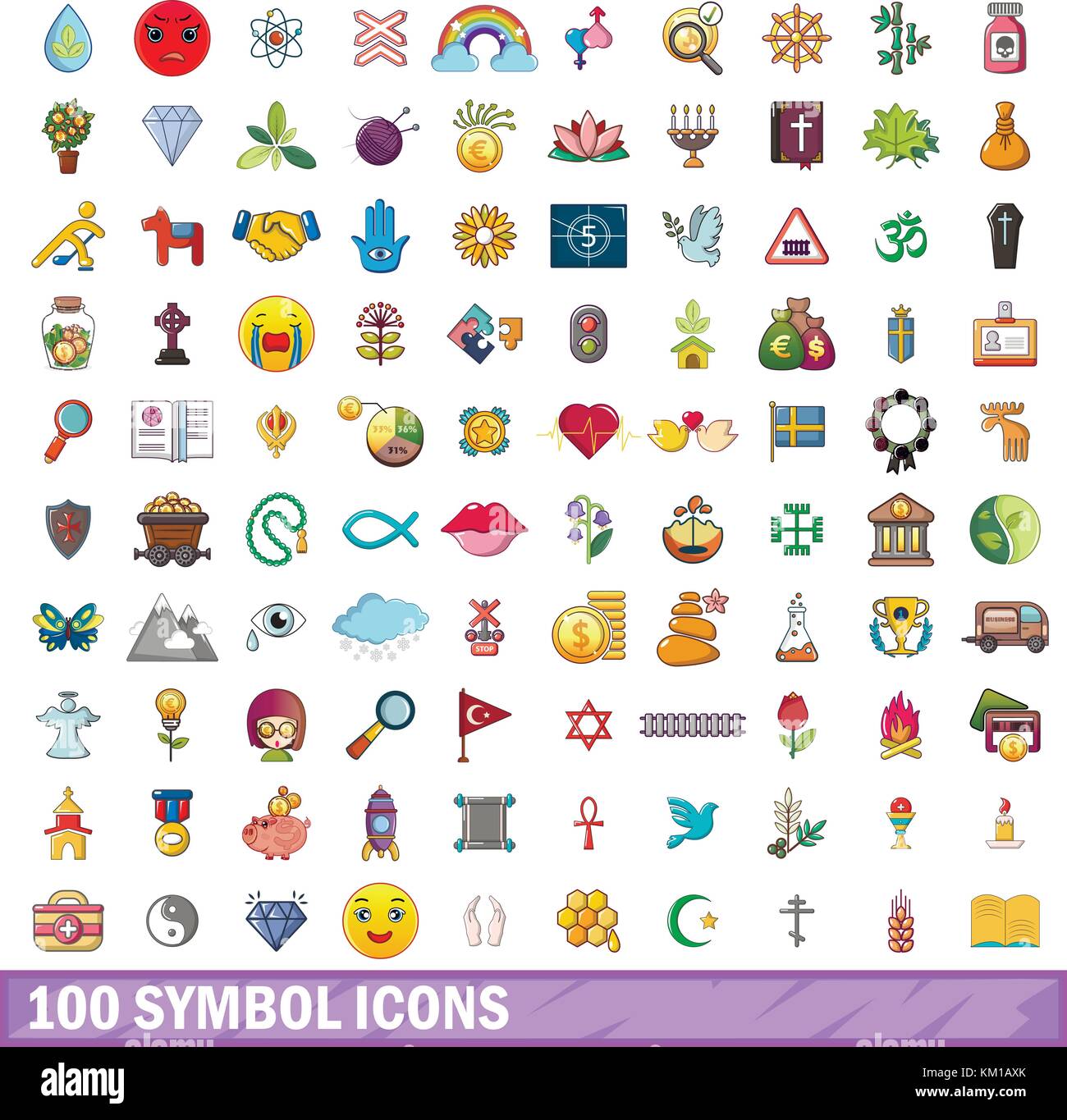 100 symbol icons set, cartoon style Stock Vector Image & Art - Alamy