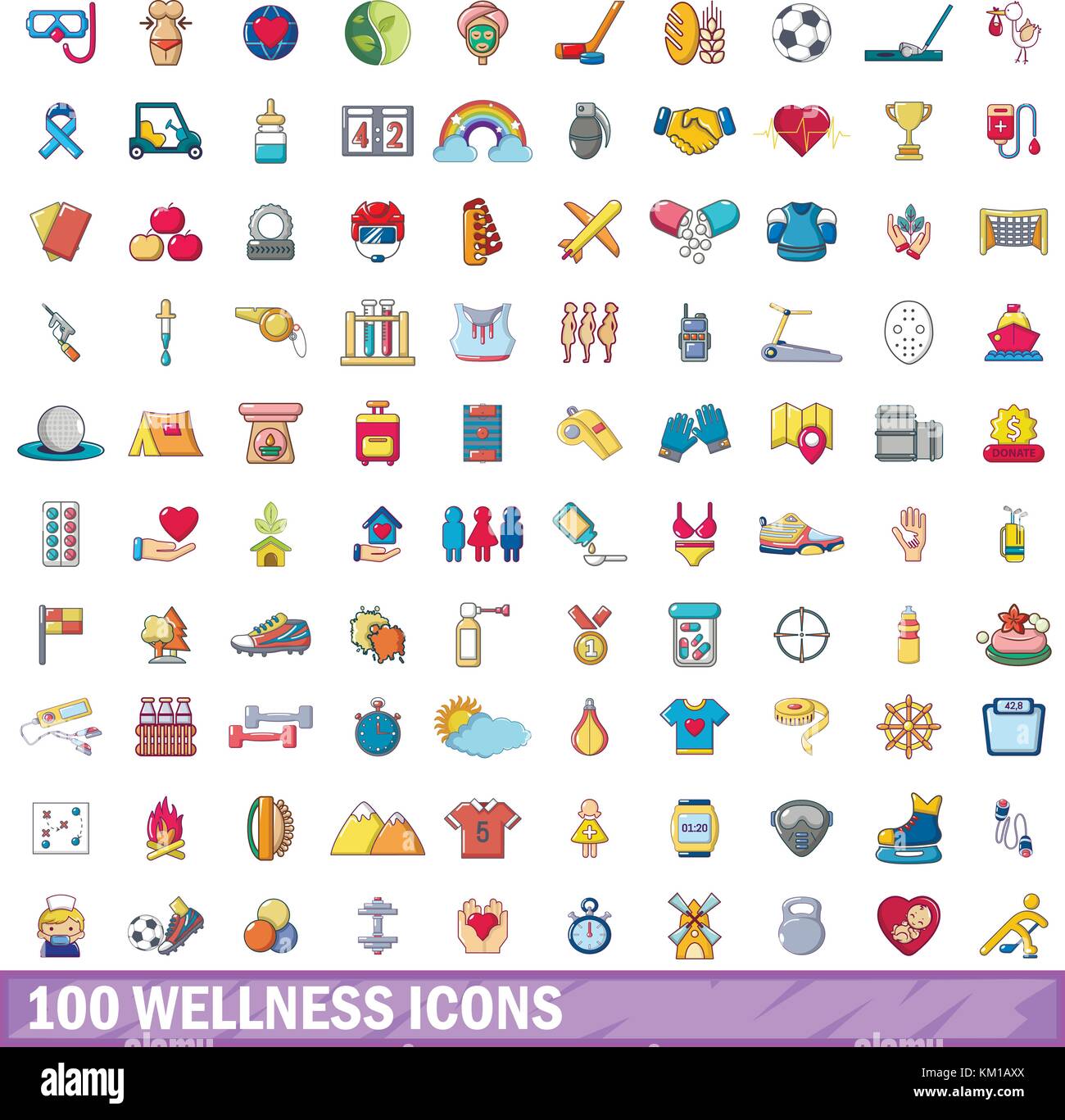 100 wellness icons set, cartoon style Stock Vector Image & Art - Alamy