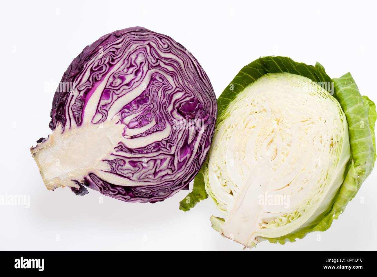 White and Red Cabbage cross section on White Background Stock Photo - Alamy