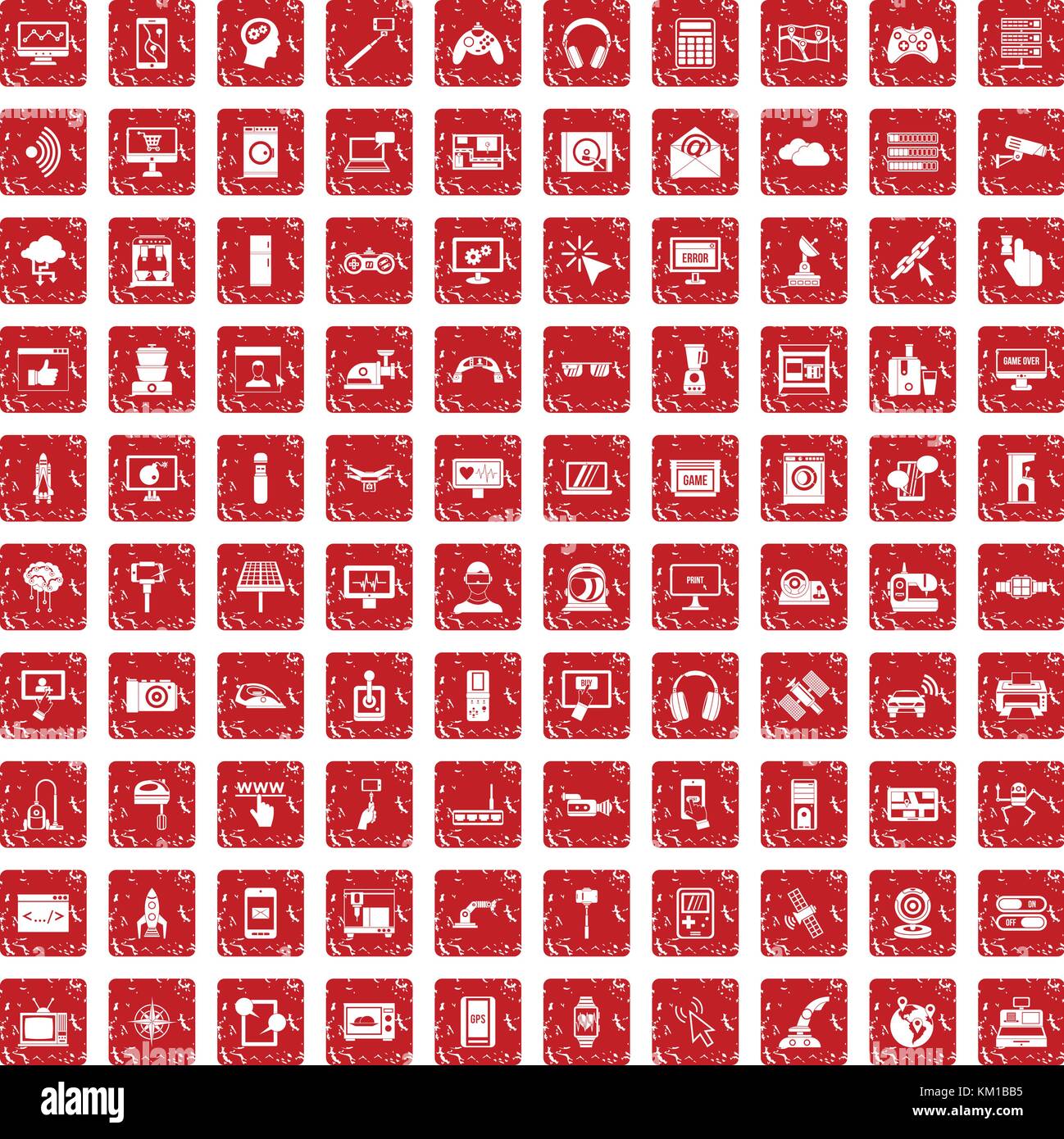 100 software icons set grunge red Stock Vector Image & Art - Alamy