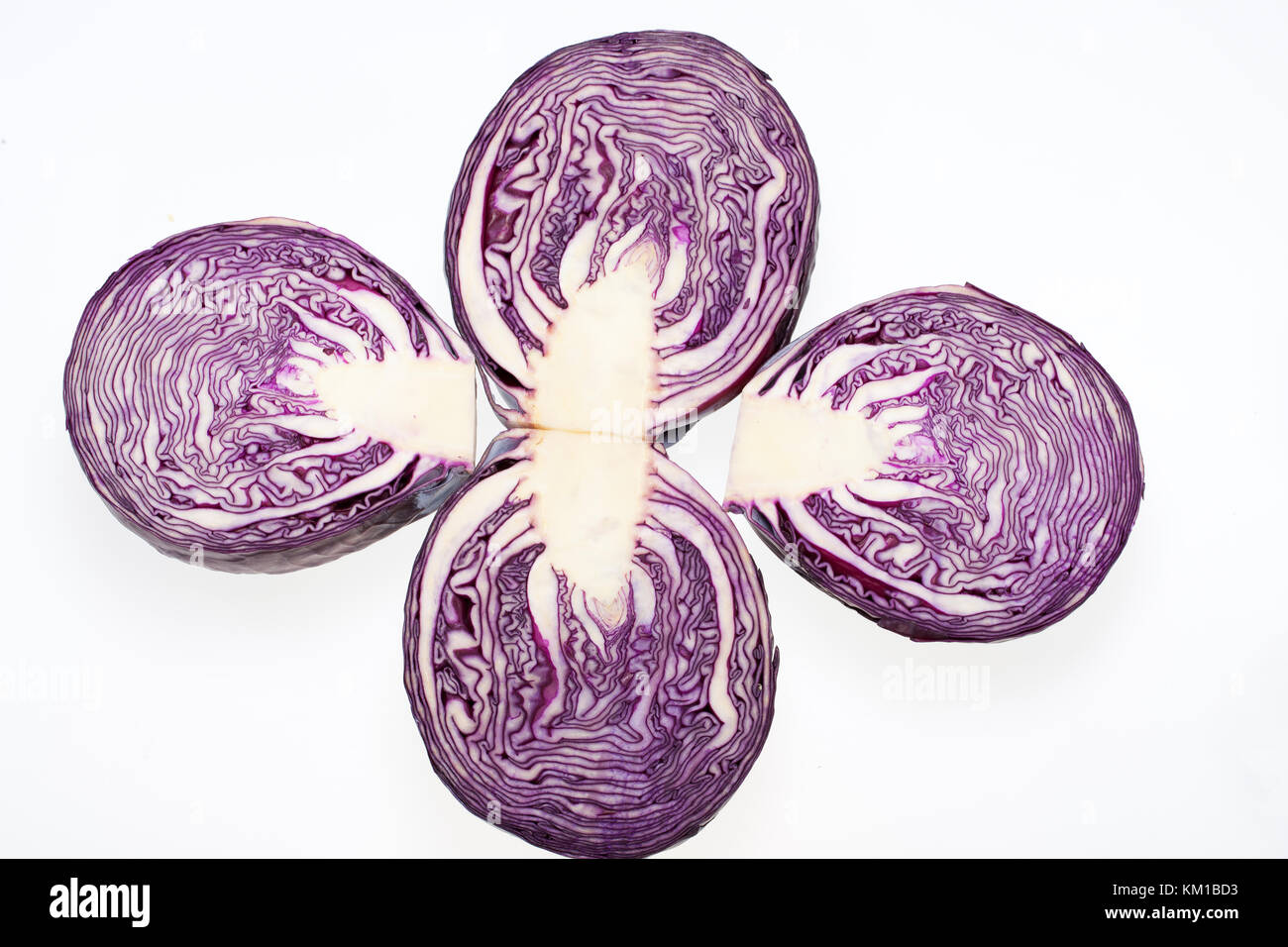 Red Cabbage cross section on White Background Stock Photo - Alamy