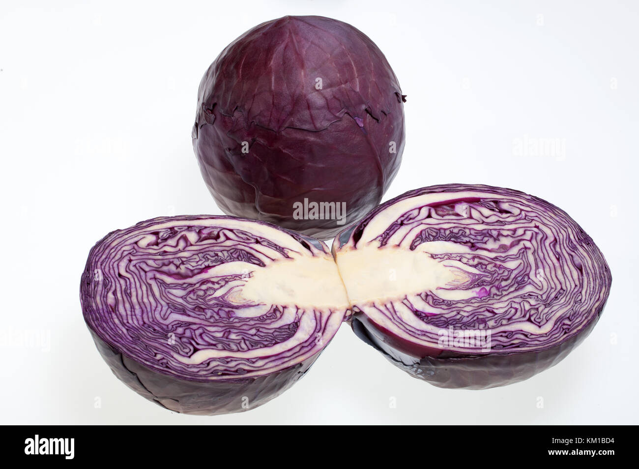 Red Cabbage cross section on White Background Stock Photo - Alamy