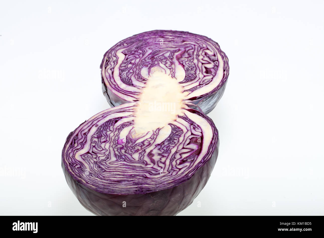 Red Cabbage cross section on White Background Stock Photo - Alamy