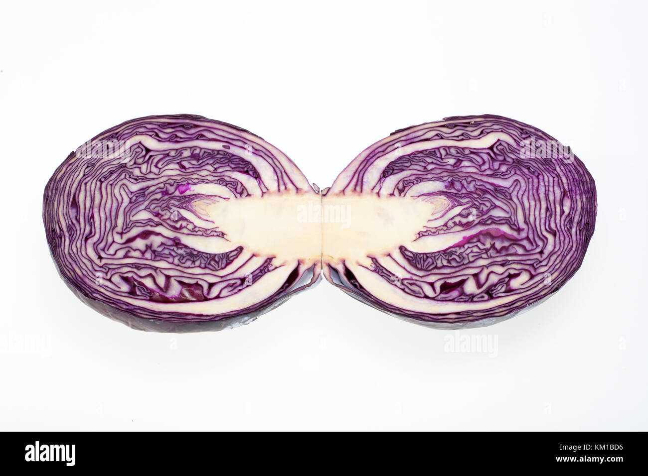 Red Cabbage cross section on White Background Stock Photo - Alamy