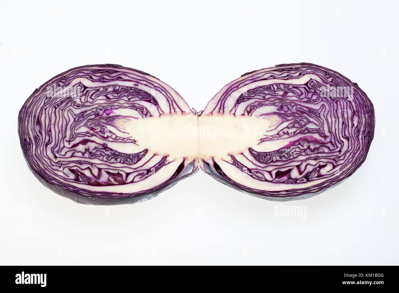 Red Cabbage cross section on White Background Stock Photo - Alamy