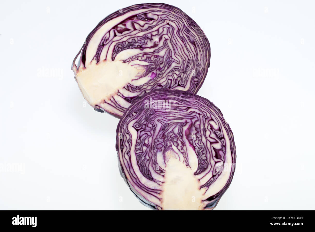 Red Cabbage cross section on White Background Stock Photo - Alamy