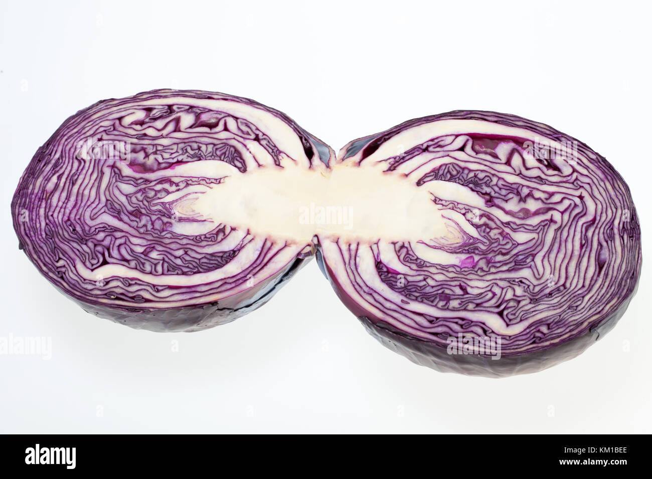 Red Cabbage cross section on White Background Stock Photo - Alamy