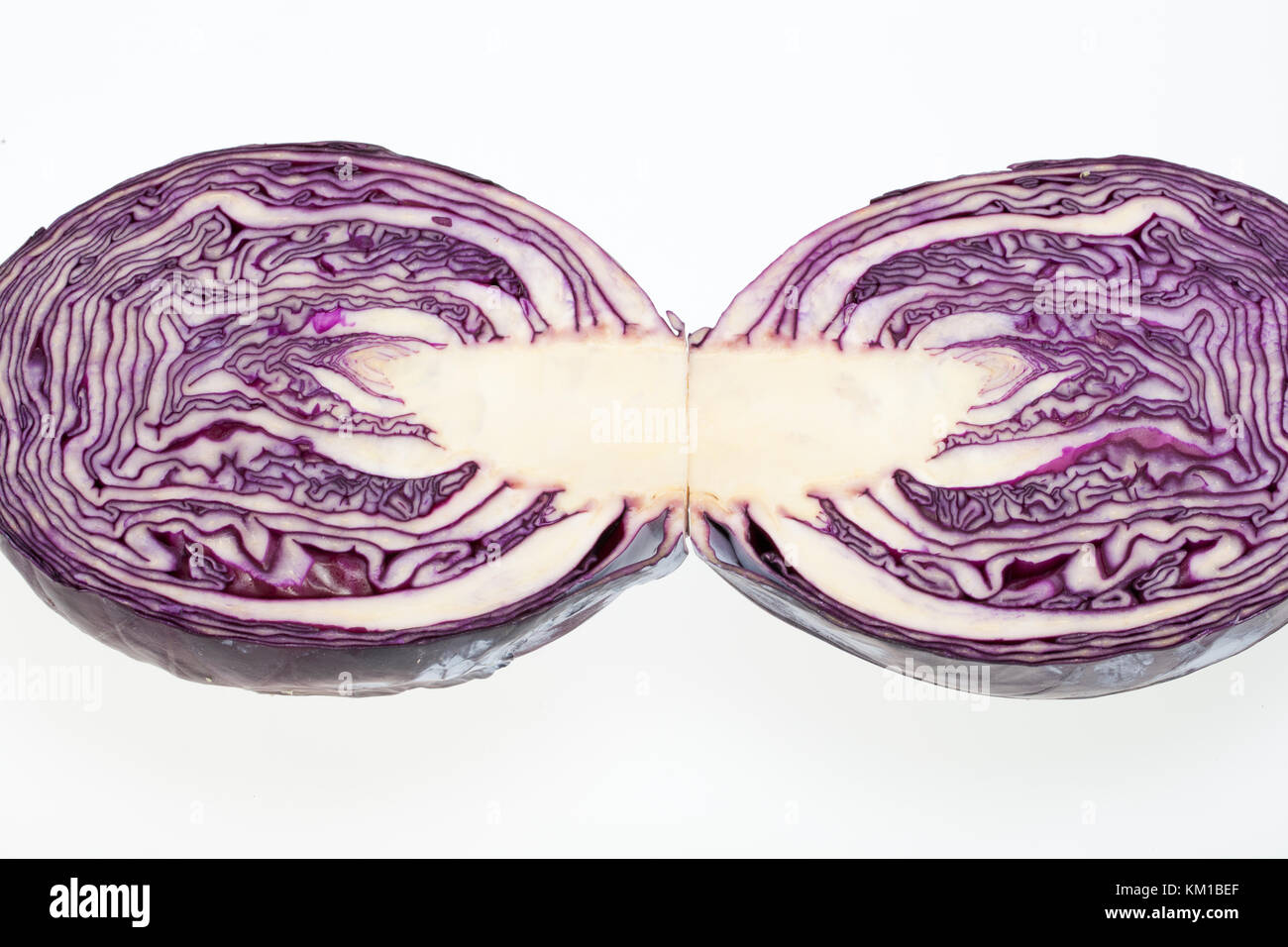 Red Cabbage cross section on White Background Stock Photo - Alamy