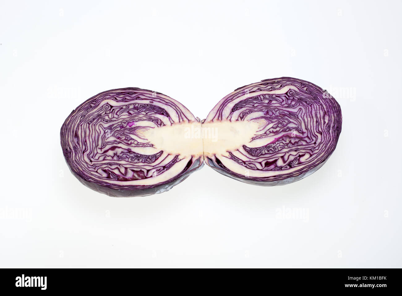 Red Cabbage cross section on White Background Stock Photo - Alamy