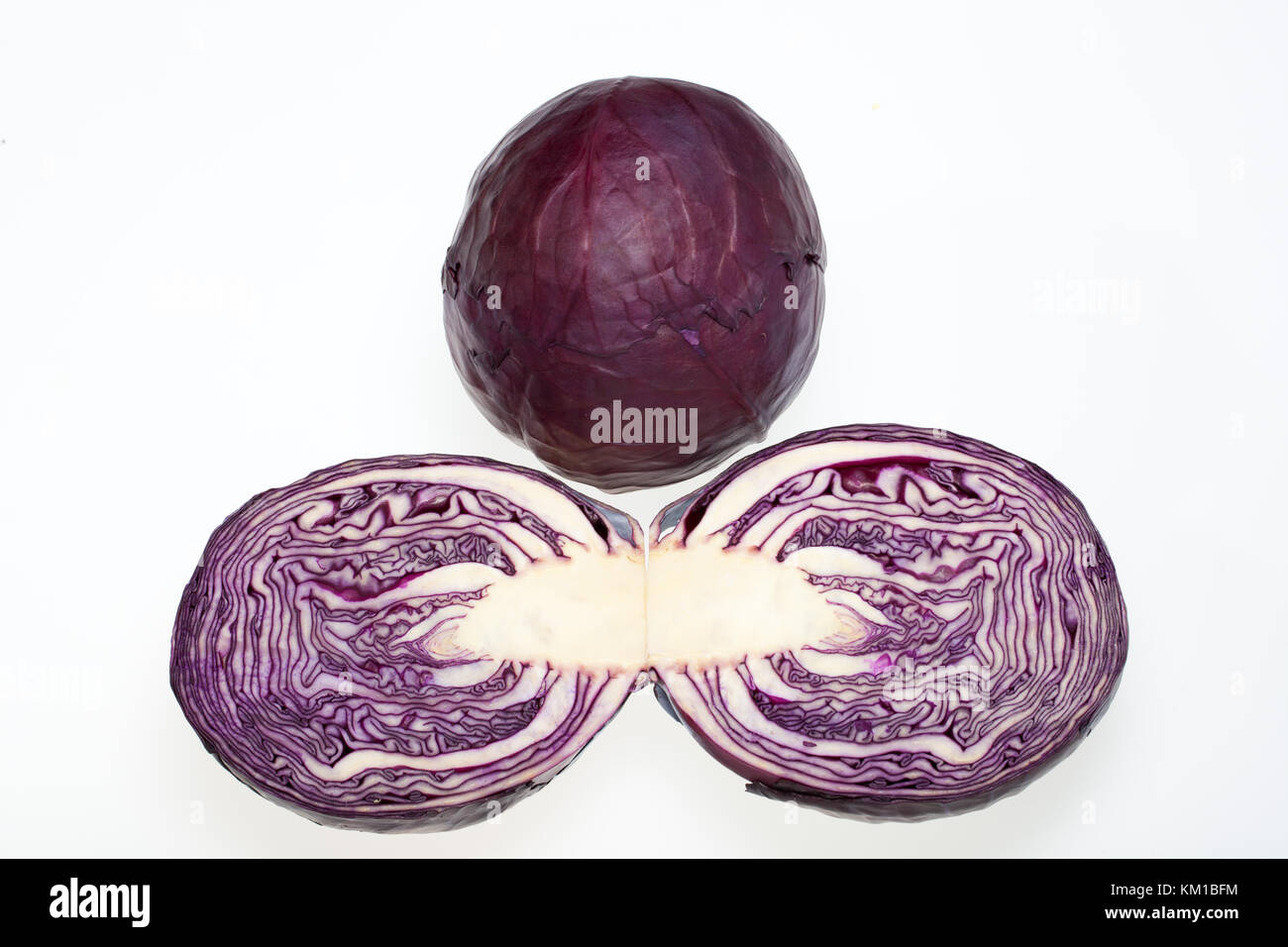 Red Cabbage cross section on White Background Stock Photo - Alamy
