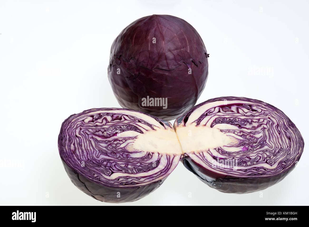 Red Cabbage cross section on White Background Stock Photo - Alamy