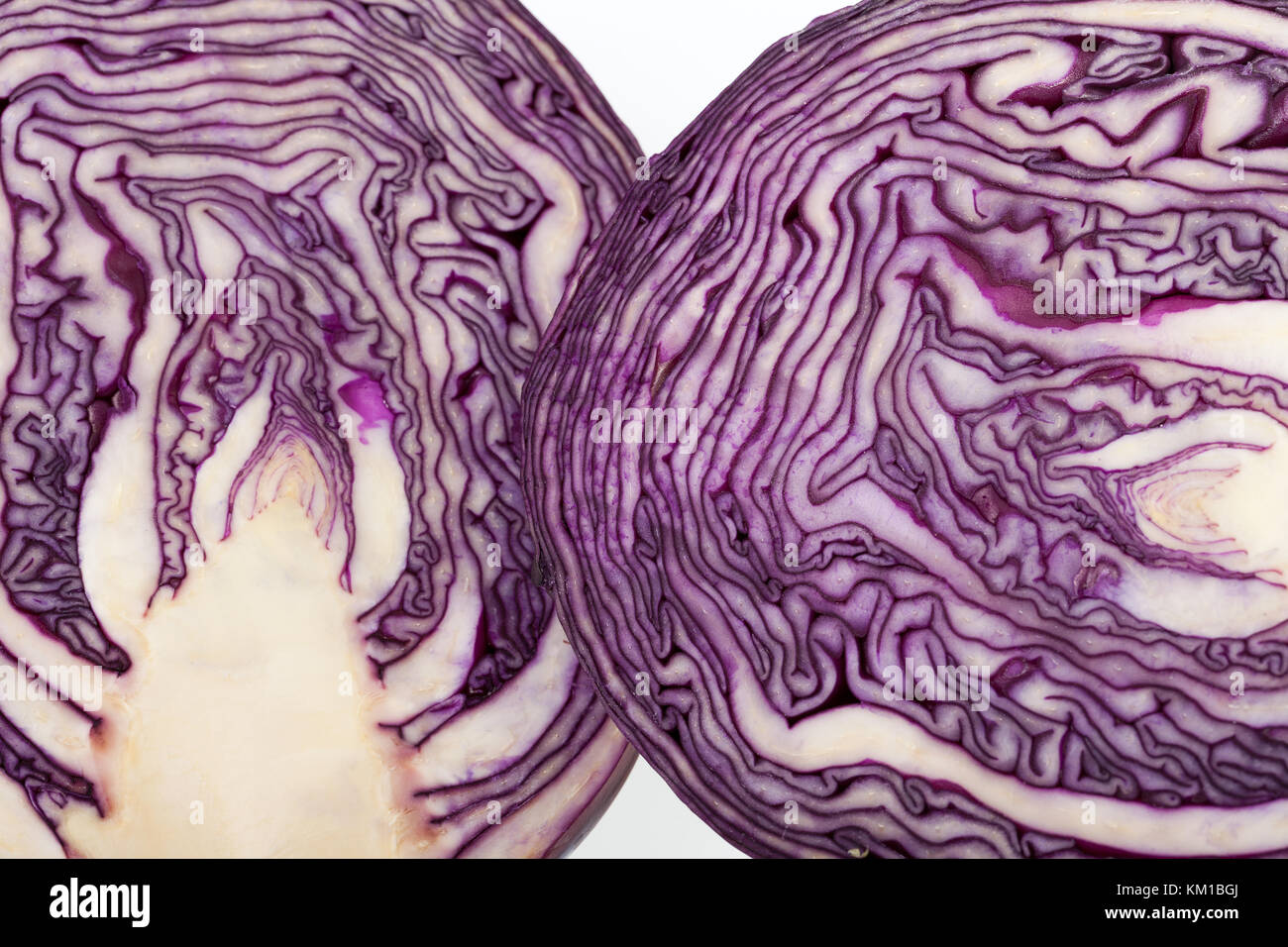 Red Cabbage cross section on White Background Stock Photo - Alamy