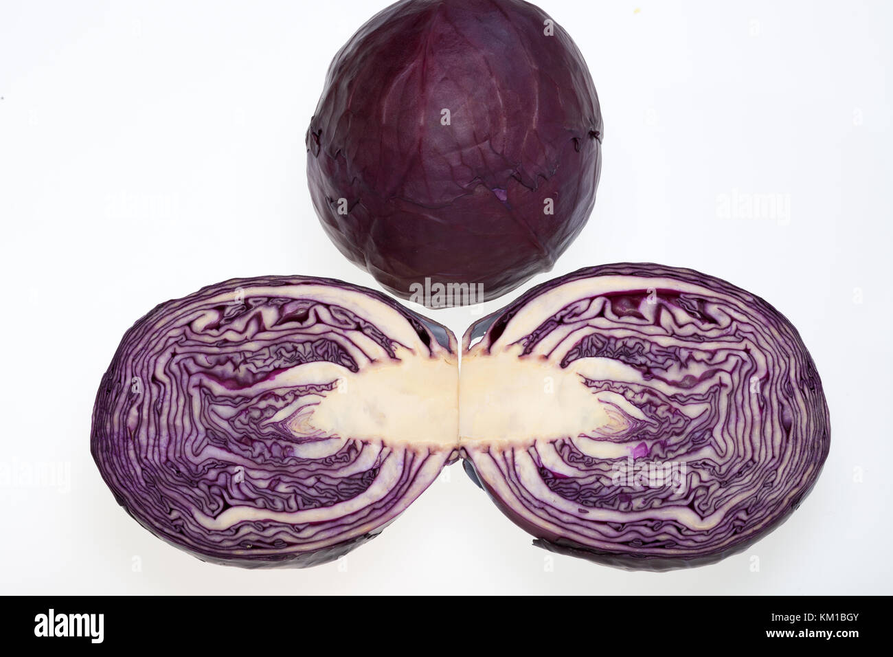 Red Cabbage cross section on White Background Stock Photo - Alamy