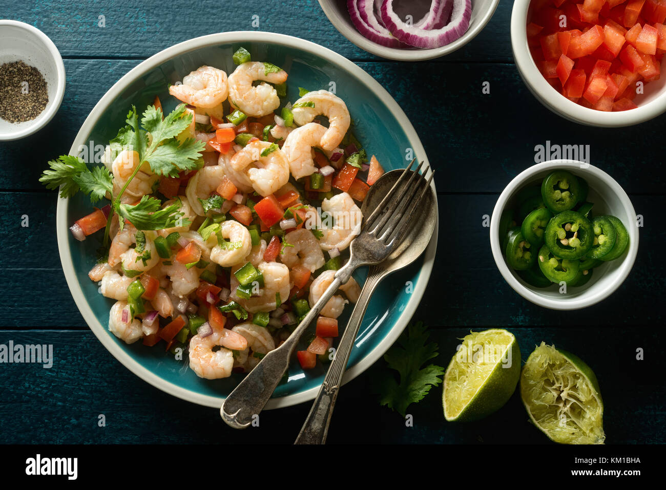 Delicious shrimp ceviche with tomato, red onion, jalapeno pepper ...