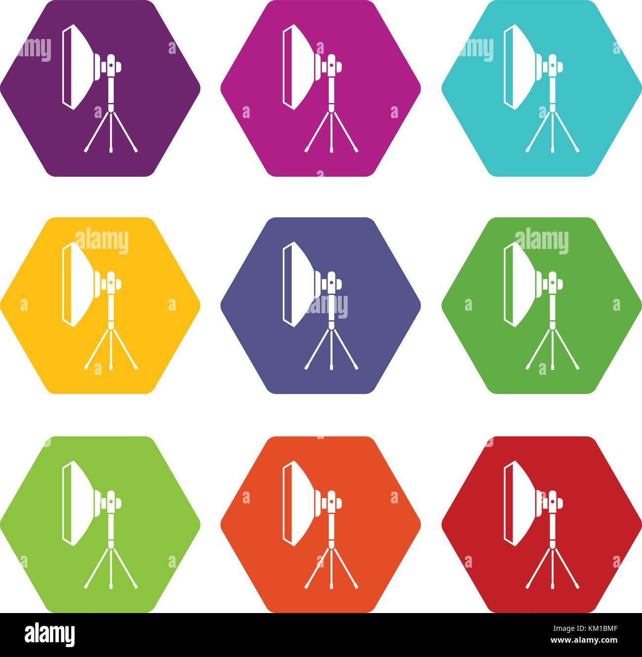 Studio lighting equipment icon set color hexahedron Stock Vector Image ...