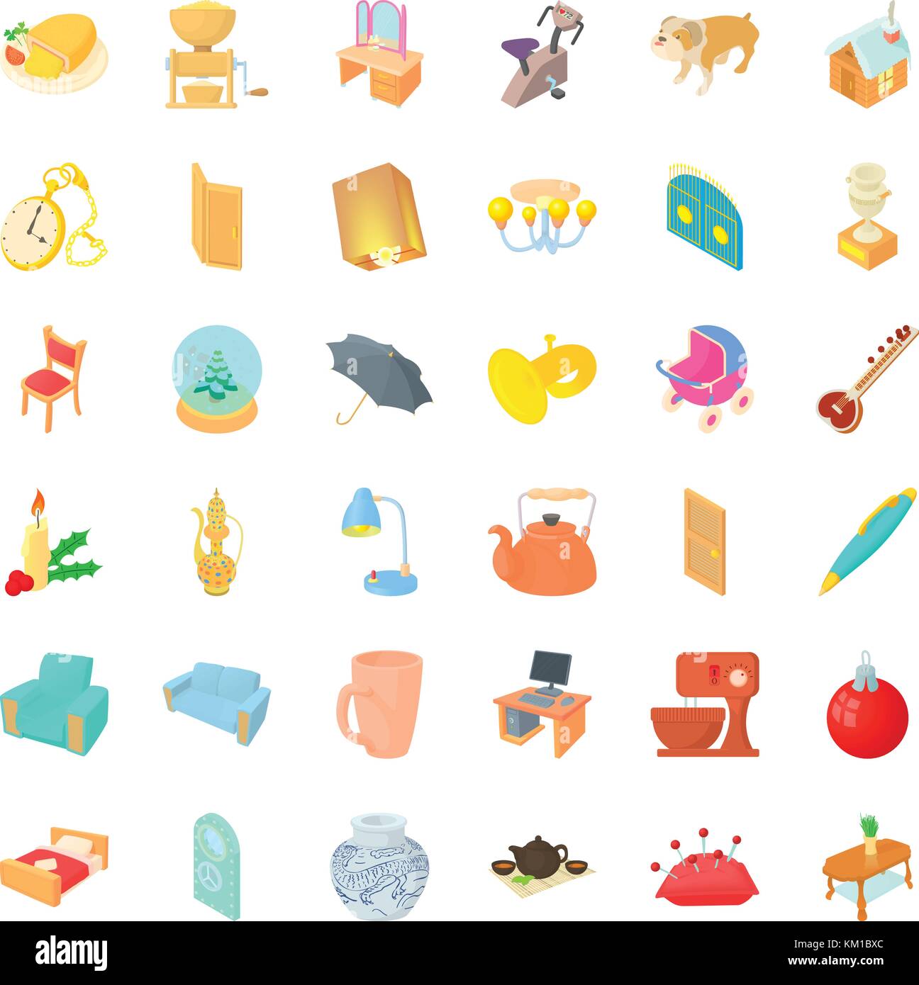 House interior icons set, cartoon style Stock Vector Image & Art - Alamy