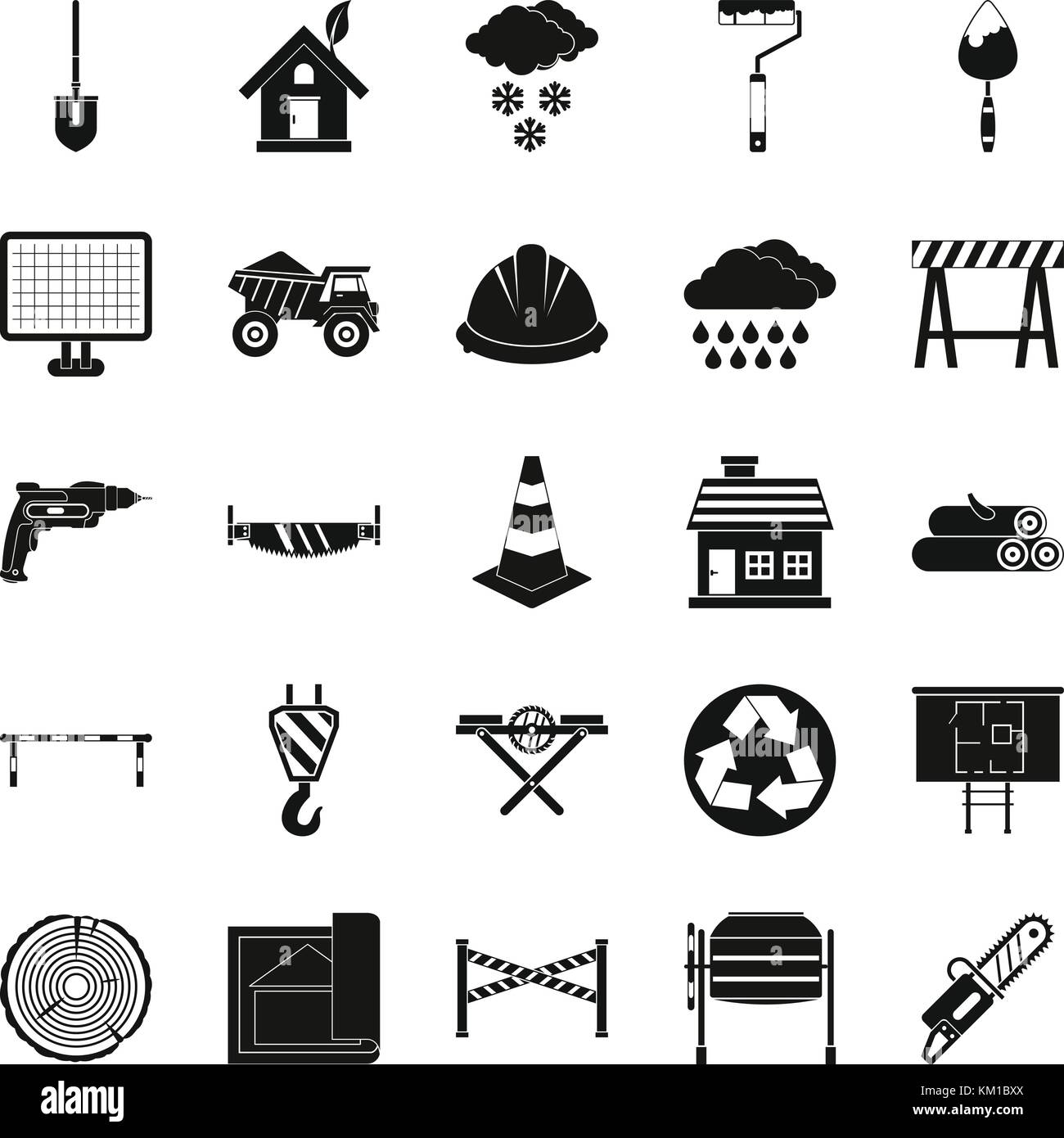 Construction material icons set, simple style Stock Vector Image & Art ...