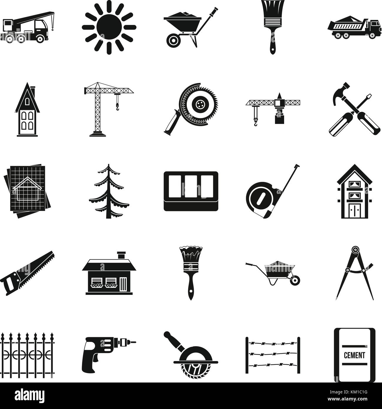 Sturdy construction icons set, simple style Stock Vector Image & Art ...
