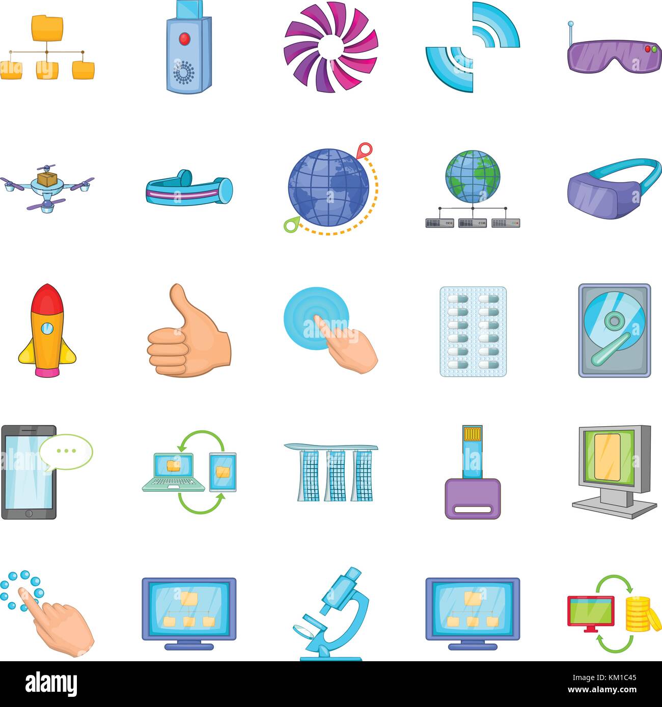 Progressive technology icons set, cartoon style Stock Vector Image ...